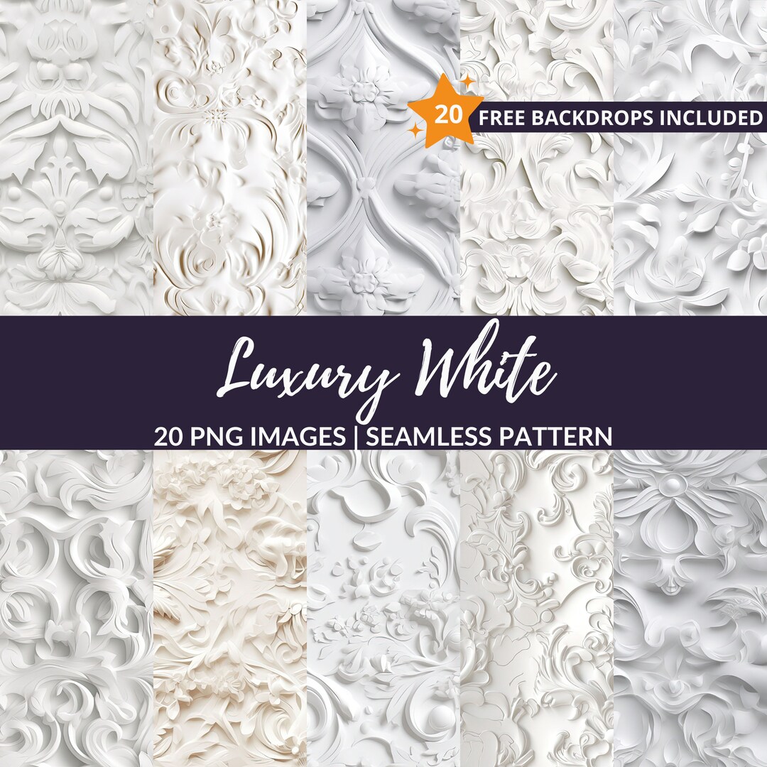 Luxury White Seamless Pattern - 20 Vintage Style Backgrounds for ...