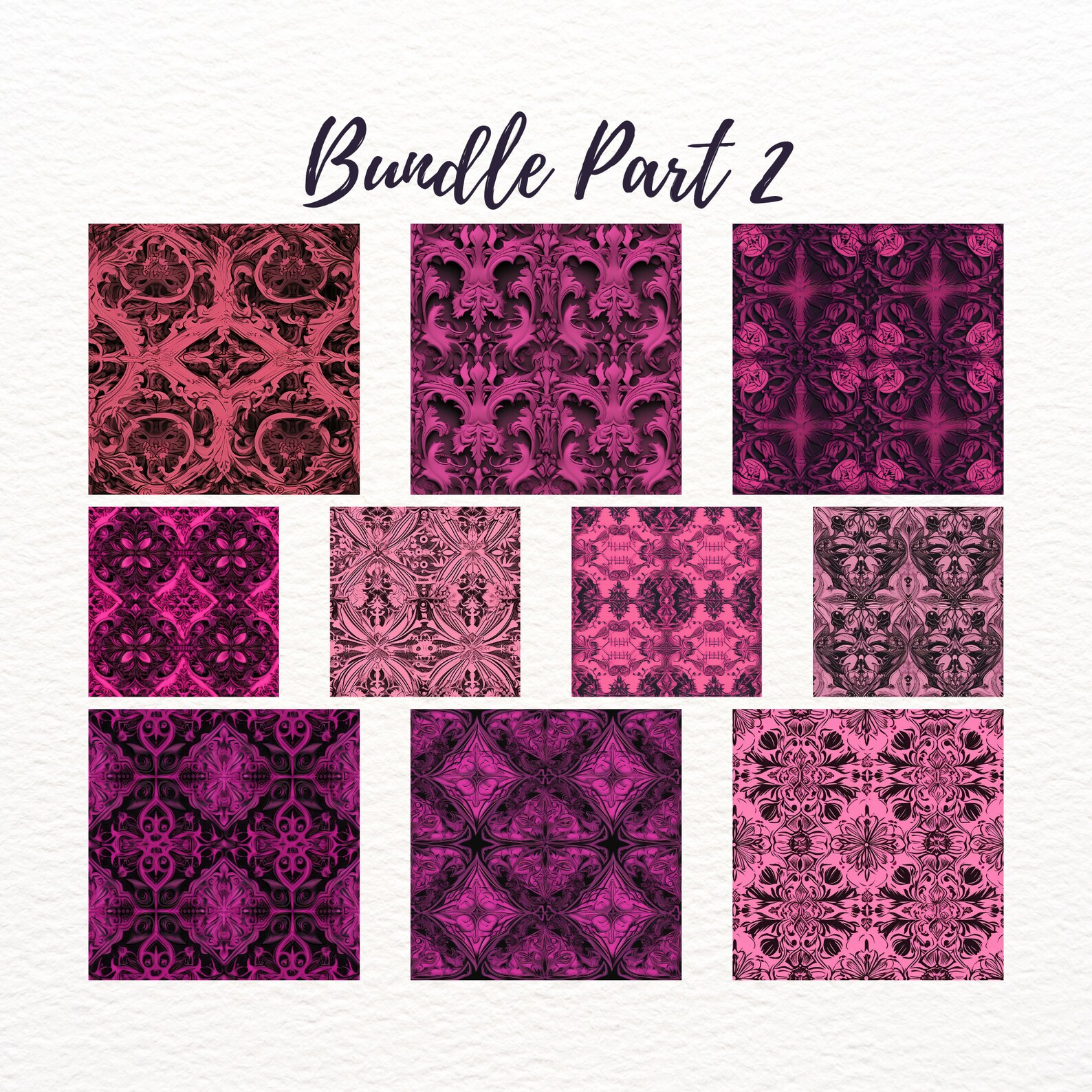 Pink Gothic Seamless Pattern - 20 Printable Pink Textures, Instant ...