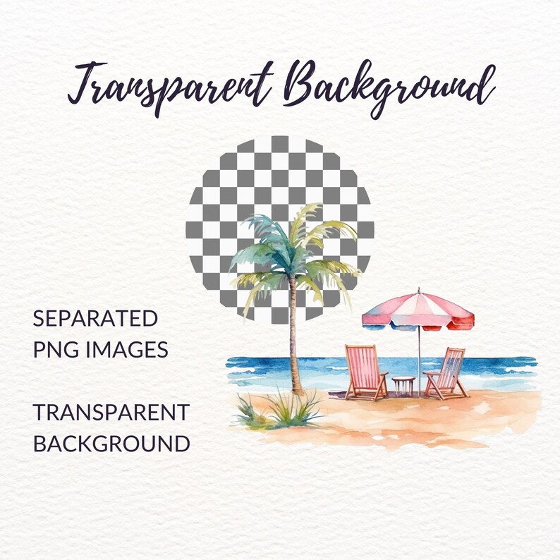 Watercolor Beach Holiday Clipart Bundle - 20 Summer Vacation PNG ...