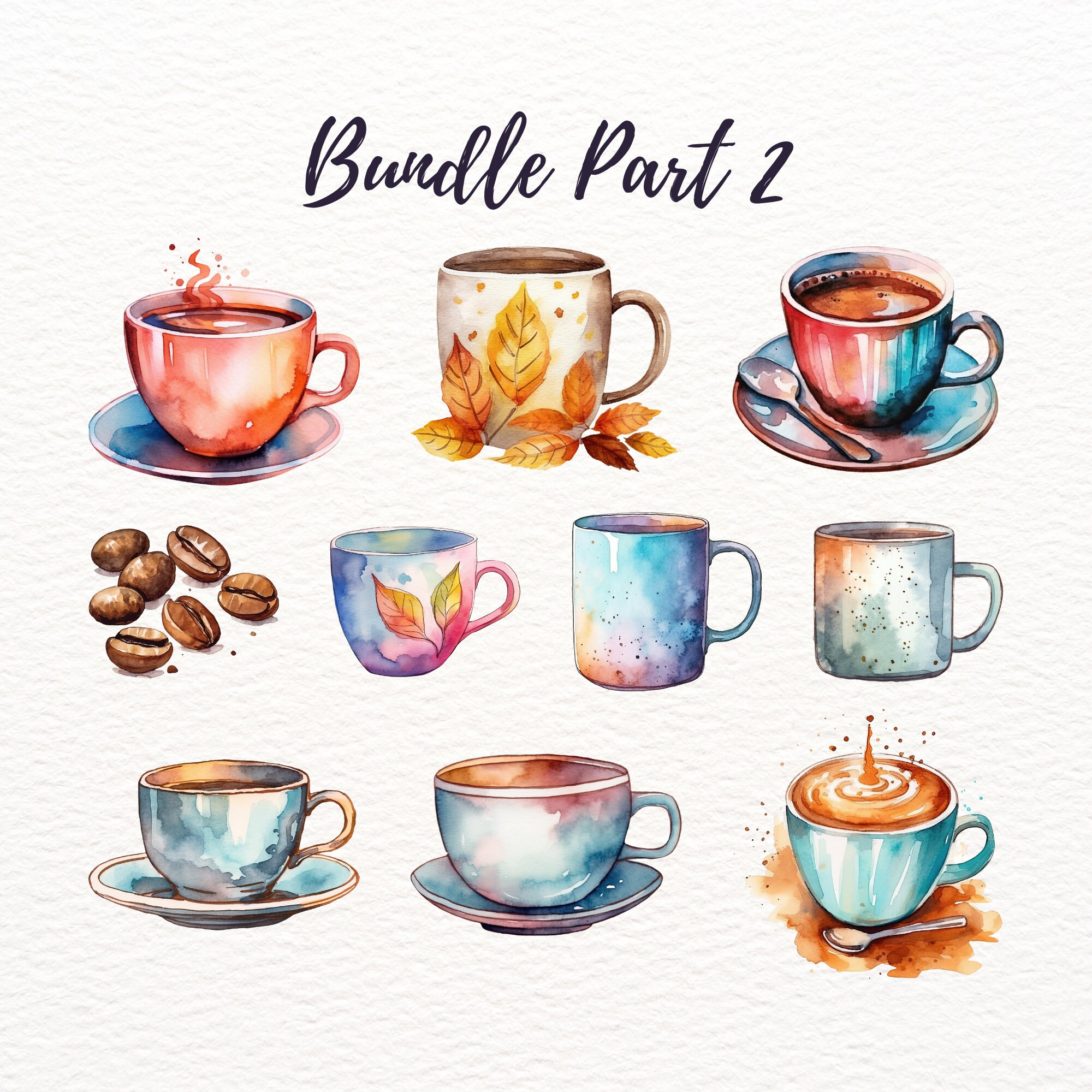 Watercolor Coffee Cup Clipart Bundle 20 Coffee Mug & Espresso PNG ...