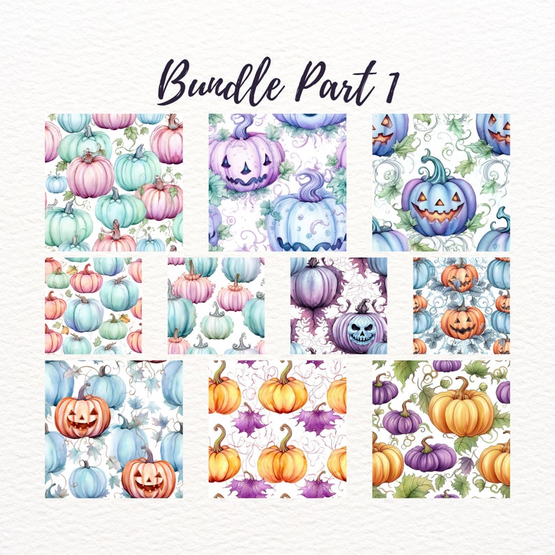Halloween Pastel Pumpkin Seamless Pattern - 20 Pastelloween Digital ...