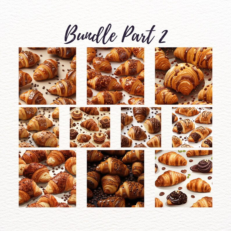 Bakery Croissant Seamless Pattern - Digital Scrapbook Paper for Food ...