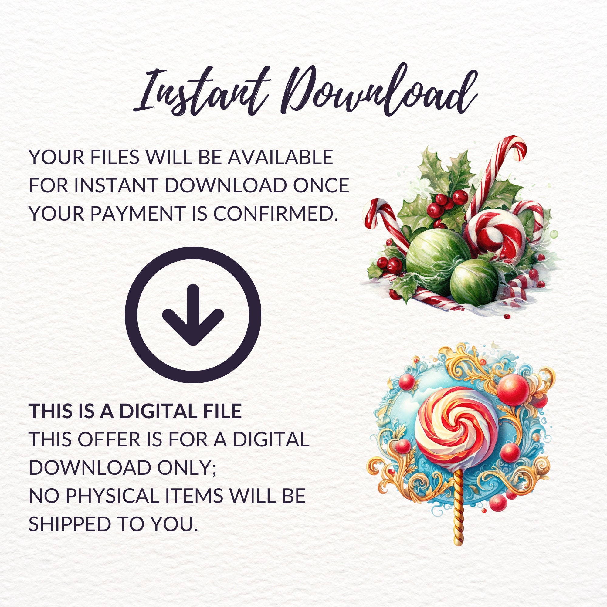 Watercolor Christmas Candy Clipart Bundle - 20 Festive Sweets ...