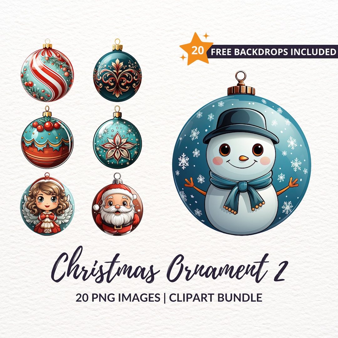 Christmas Ornament Clipart Bundle - 20 Festive Holiday PNG Images ...
