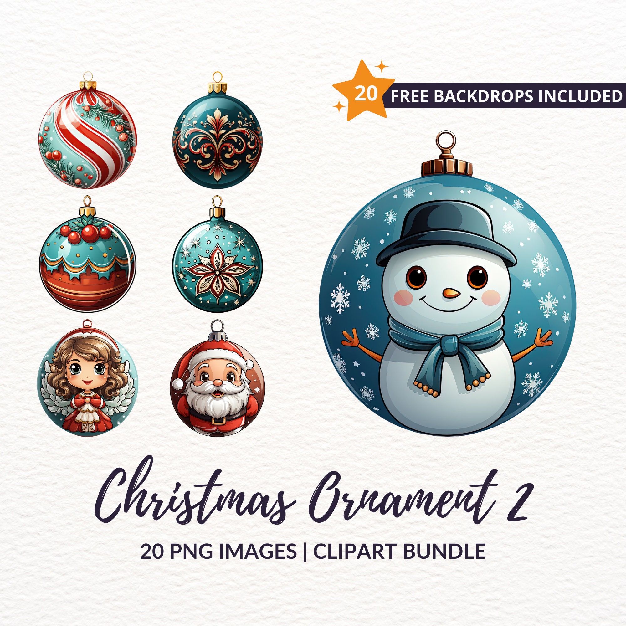Christmas Ornament Clipart Bundle 20 Festive Holiday PNG Images ...