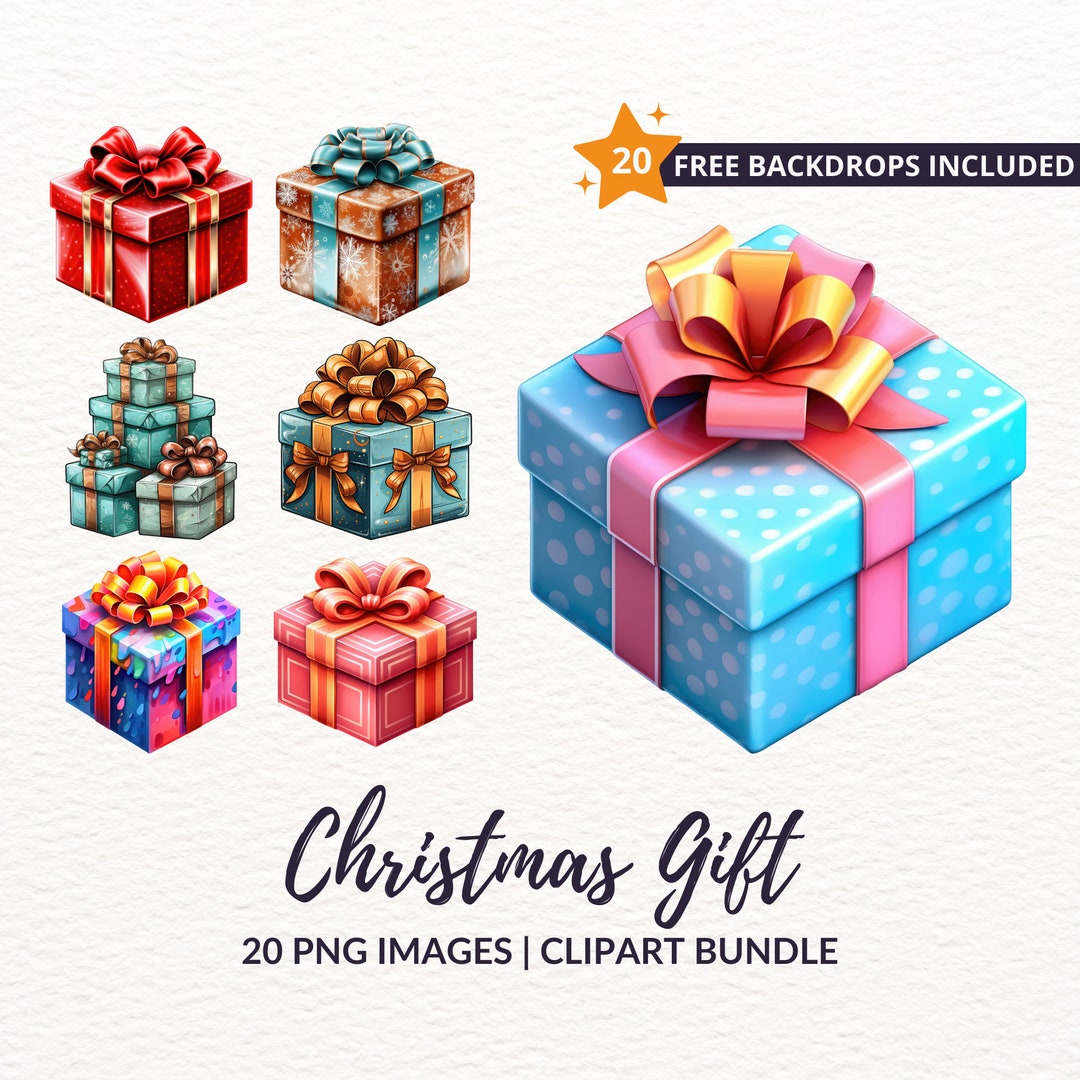 Christmas Gift Clipart Bundle - 20 Festive Holiday Present PNG Images ...