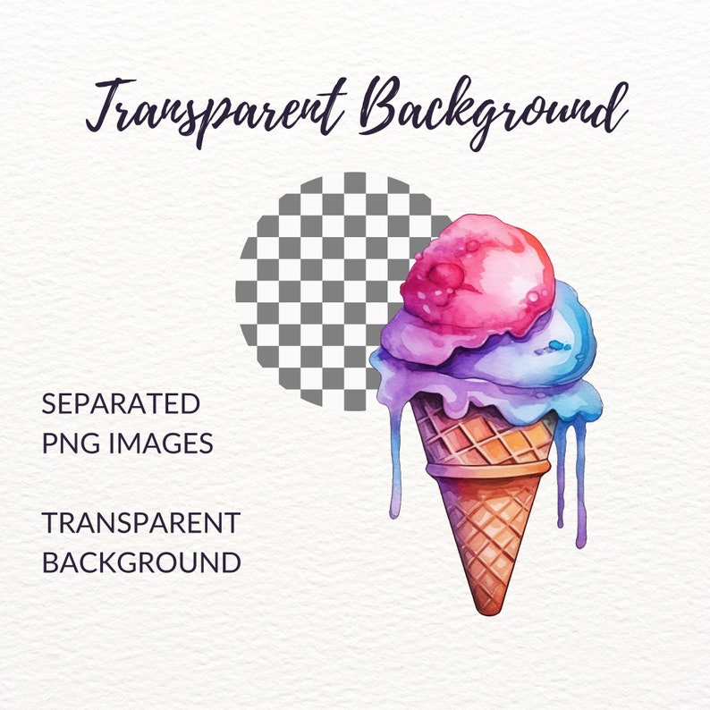 Watercolor Ice Cream Clipart Bundle 20 Summer Dessert PNG Images ...