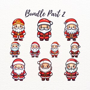 Kawaii Santa Claus Clipart Bundle - 20 Festive Christmas Graphics, Cute ...