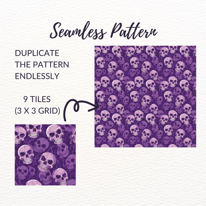 Purple Skull Seamless Pattern - 20 Gothic Skull Digital Paper ...