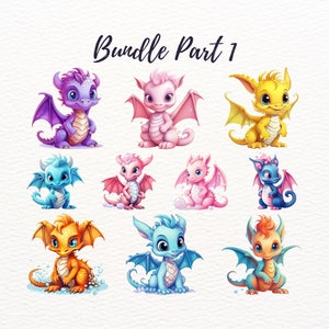 Baby Dragon Clipart Bundle - 20 Cute Fantasy Illustrations, Instant ...