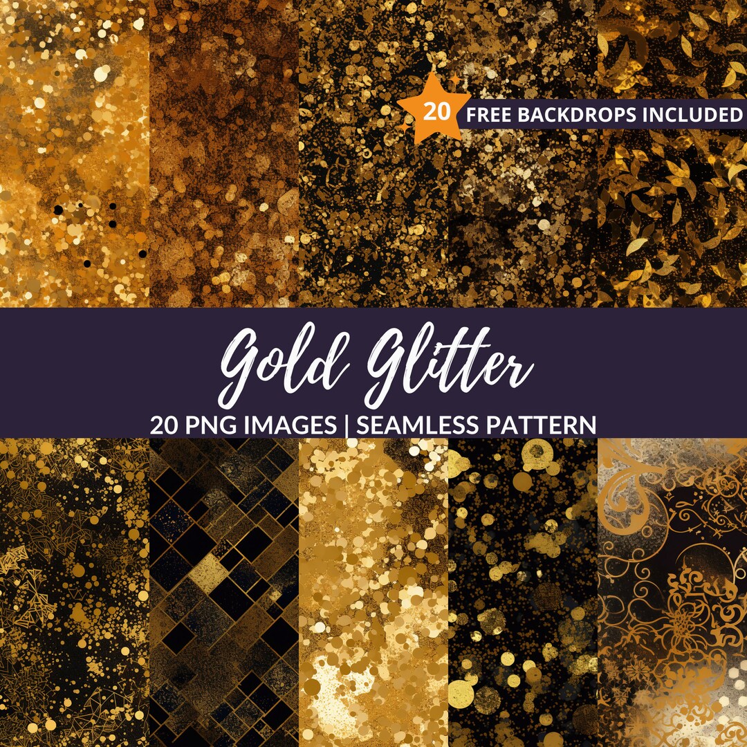 Gold Glitter Seamless Pattern - 20 Gold Digital Paper for Scrapbooking ...