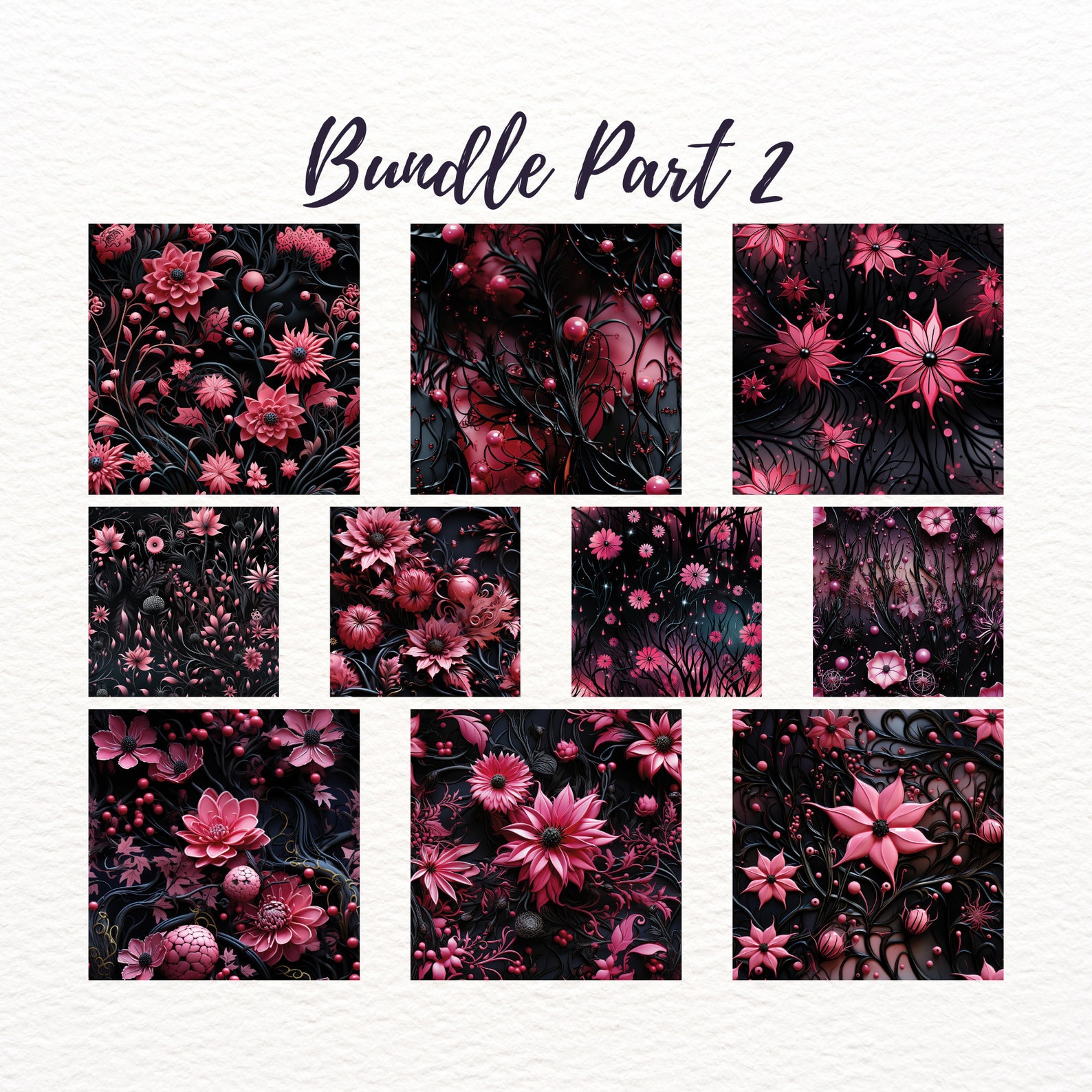 Pink Flower Seamless Pattern - 20 PNG Digital Paper for Scrapbooking ...