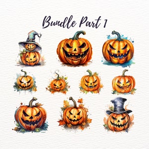 Watercolor Halloween Jack O'lantern Clipart Bundle - 20 Spooky and ...