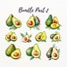 Watercolor Avocado Clipart Bundle 20 Digital Avocado Images, Fruit ...