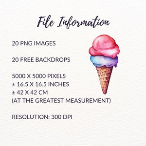 Watercolor Ice Cream Clipart Bundle - 20 Summer Dessert PNG Images ...