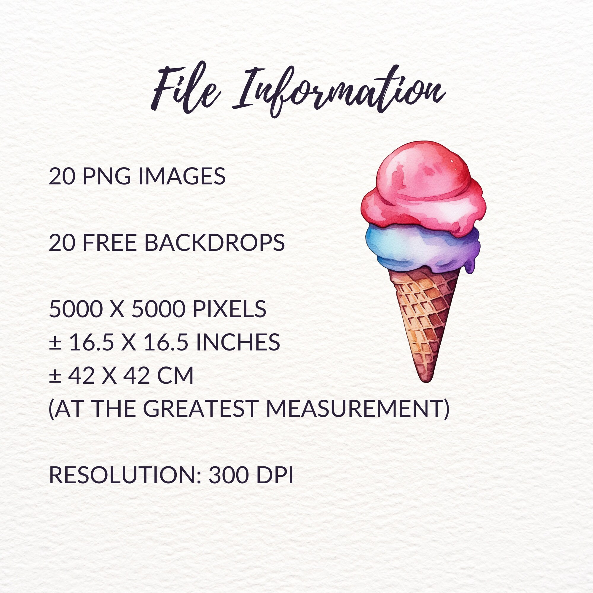 Watercolor Ice Cream Clipart Bundle 20 Summer Dessert PNG Images ...