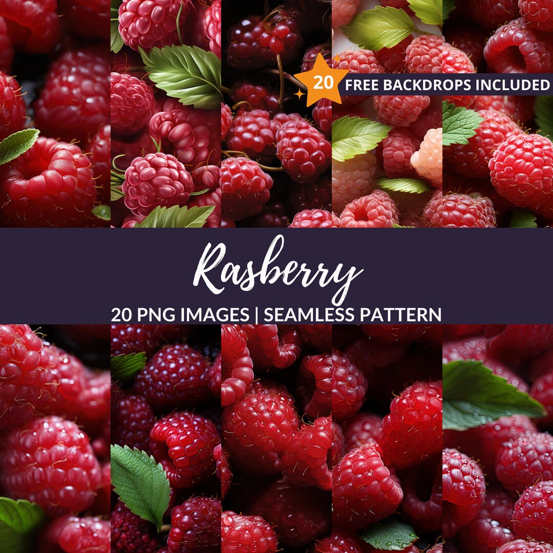 Raspberry Seamless Pattern - 20 DIY Crafts Backgrounds for Digital ...