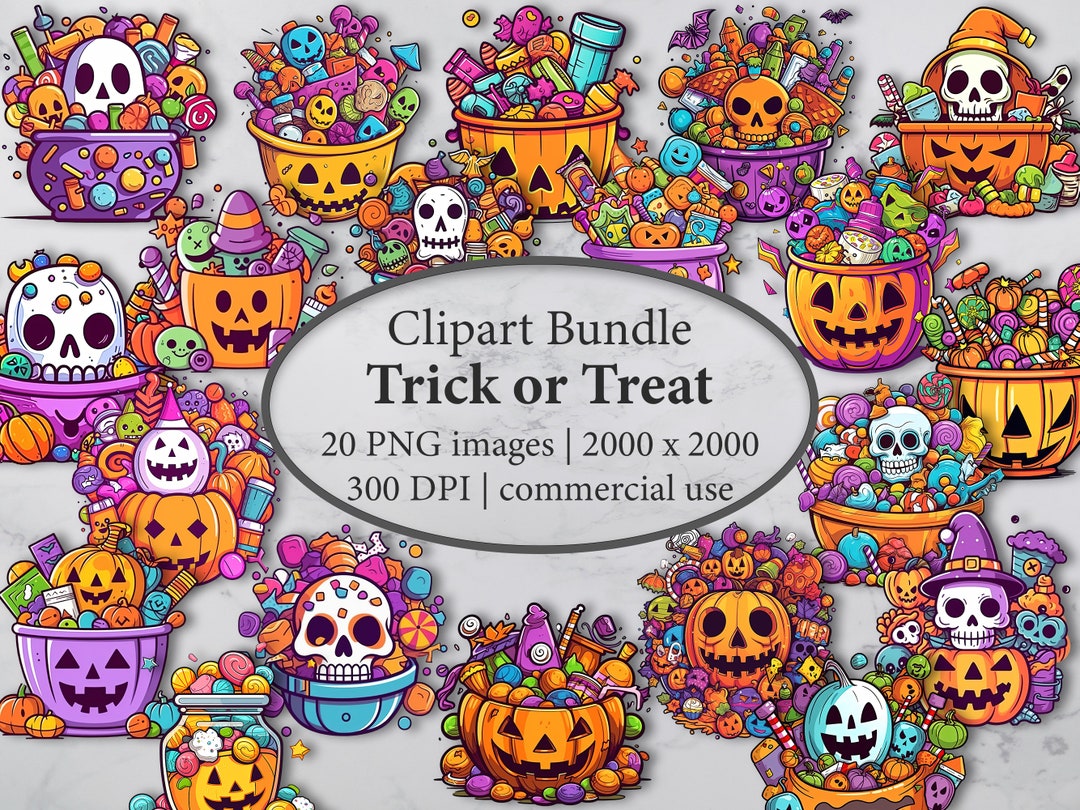 Halloween Trick or Treat Clipart Bundle 20 PNG Files - Etsy