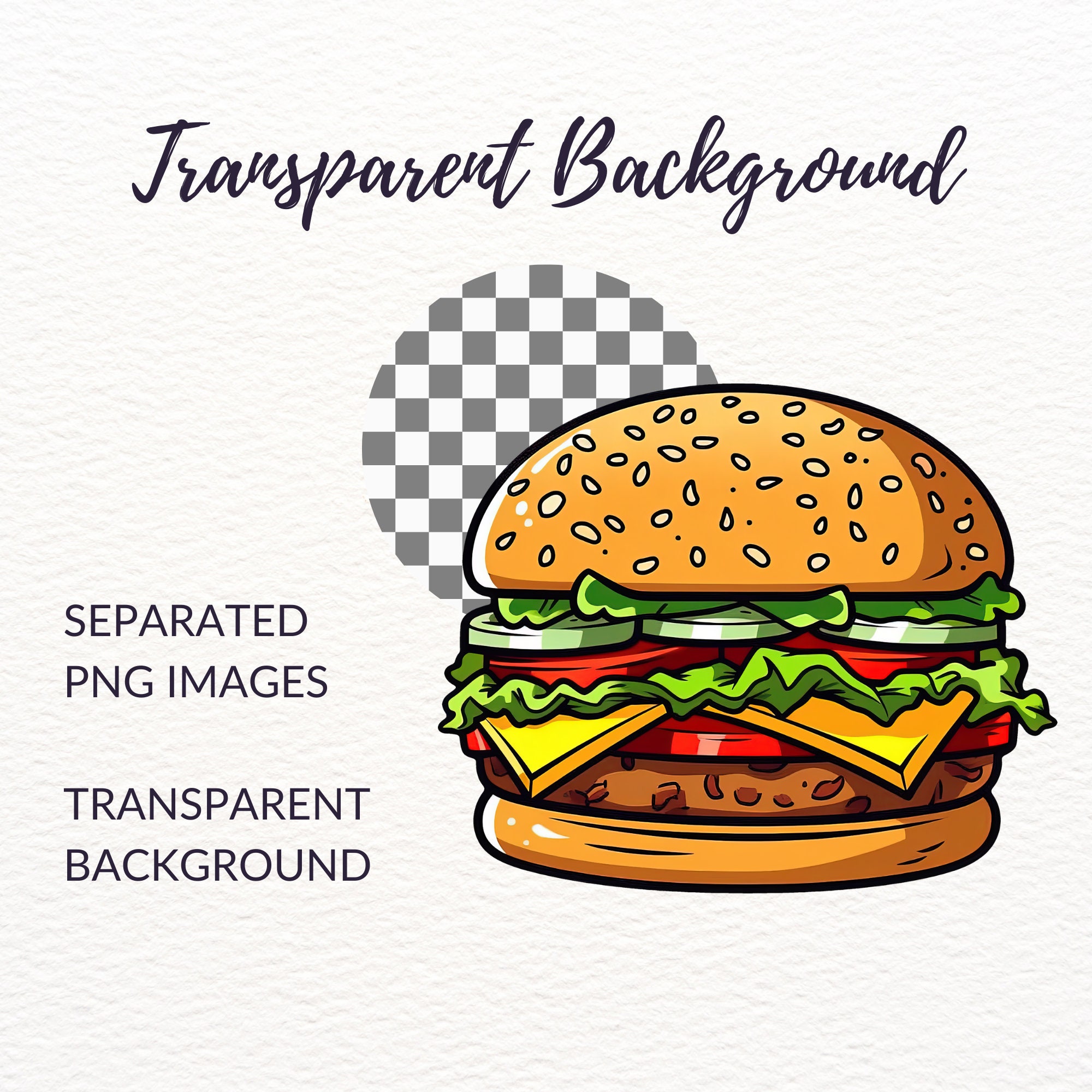 Hamburger Clipart Bundle 20 Fast Food PNG Images for Digital ...