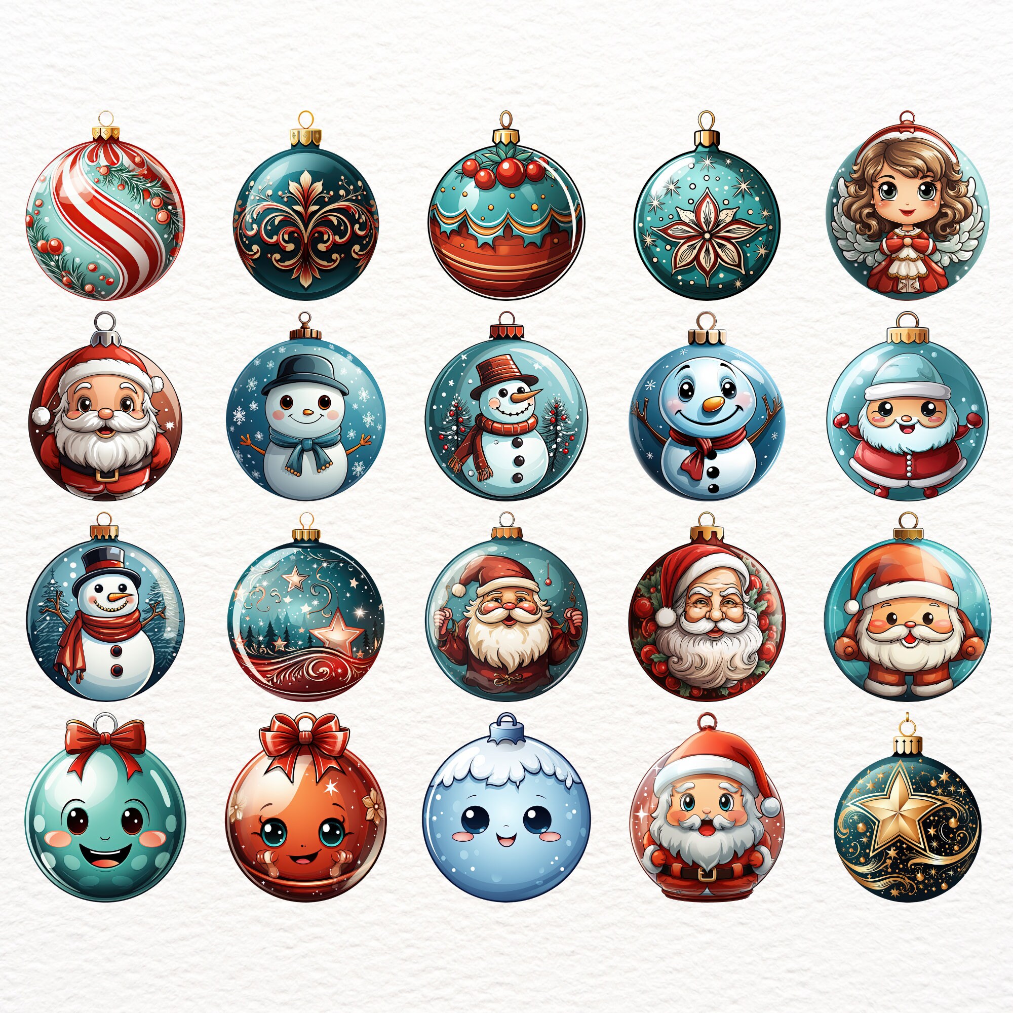 Christmas Ornament Clipart Bundle 20 Festive Holiday PNG Images ...