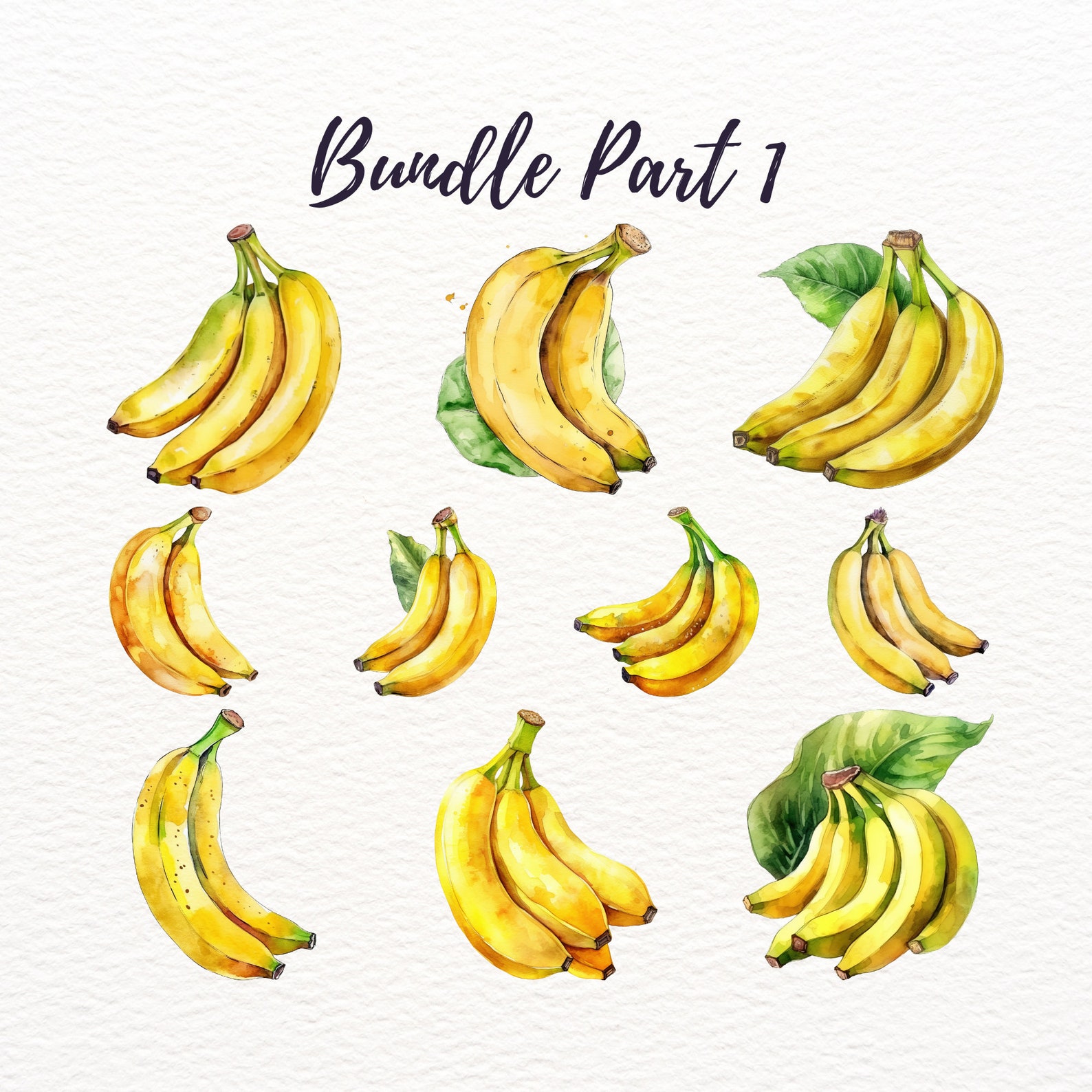 Watercolor Banana Clipart Bundle 20 Tropical Fruit PNG Digital Clip Art ...