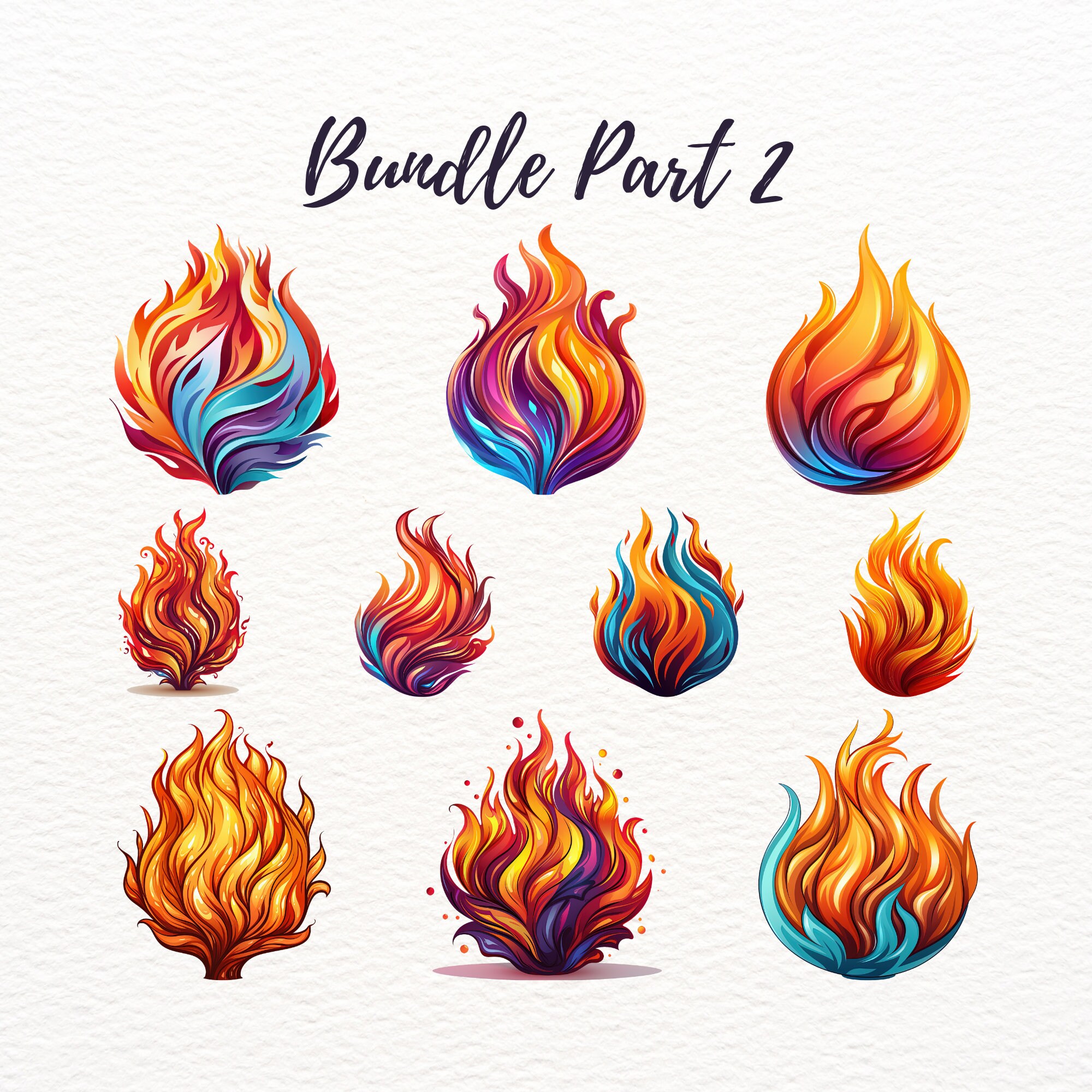Fiery Flame Clipart Bundle - 20 Blazing Fire PNG Images for Digital ...