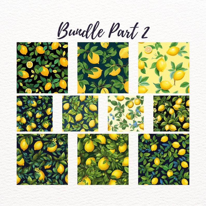 Lemon Seamless Pattern - 20 PNG Digital Paper Backgrounds for ...