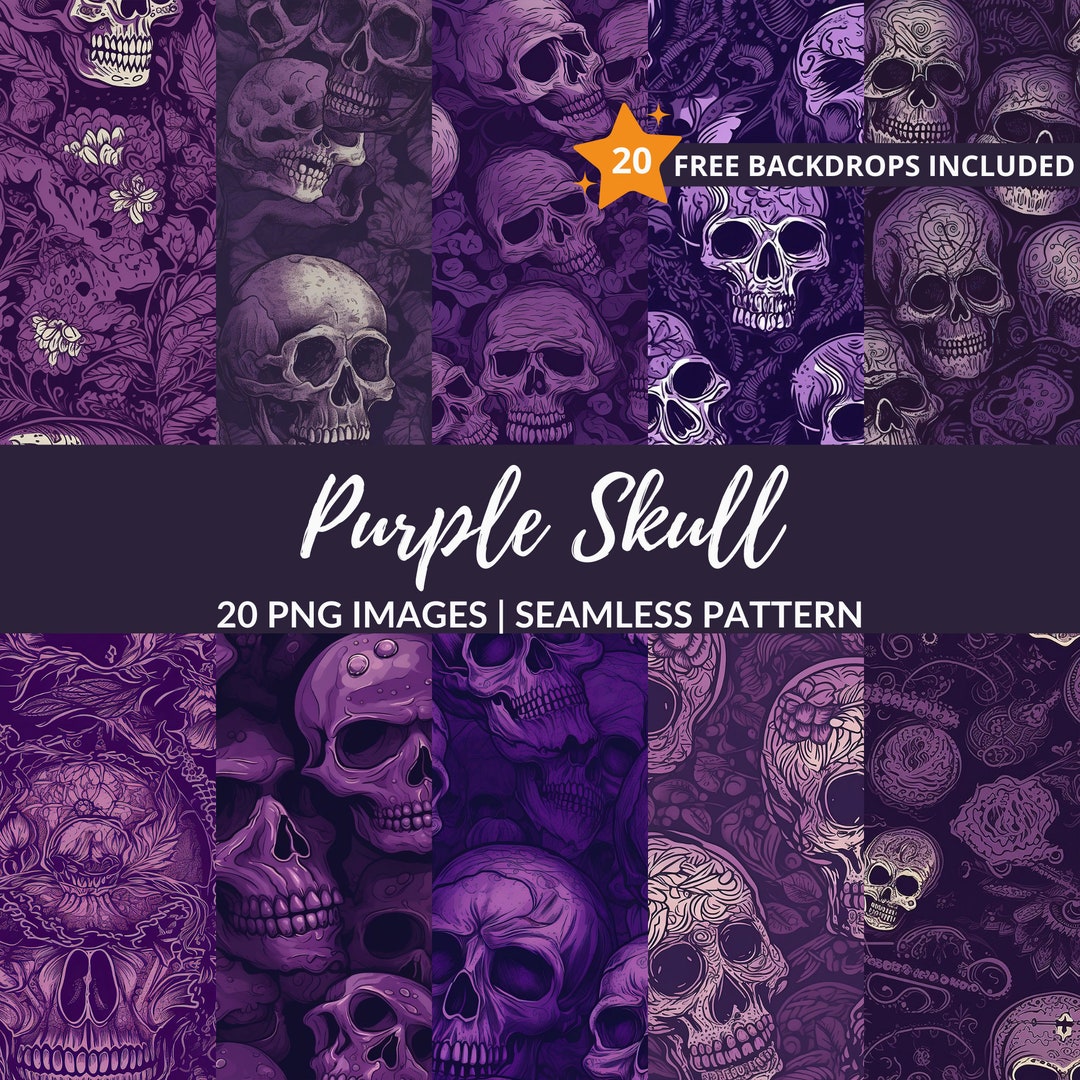 Purple Skull Seamless Pattern - 20 Halloween Gothic Digital Paper ...