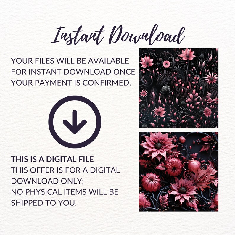 Pink Flower Seamless Pattern - 20 PNG Digital Paper for Scrapbooking ...