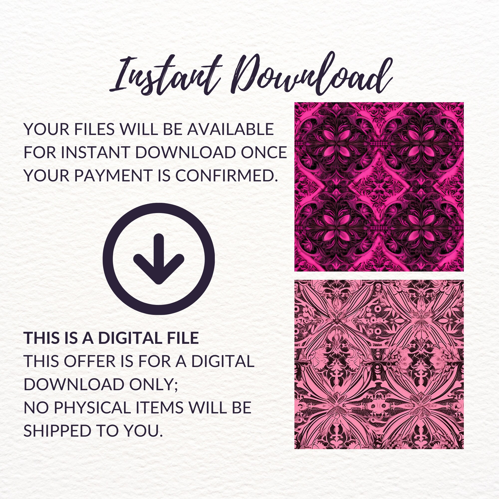 Pink Gothic Seamless Pattern - 20 Printable Pink Textures, Instant ...