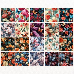 Flower Butterfly Seamless Pattern - 20 Floral Garden Digital Paper ...
