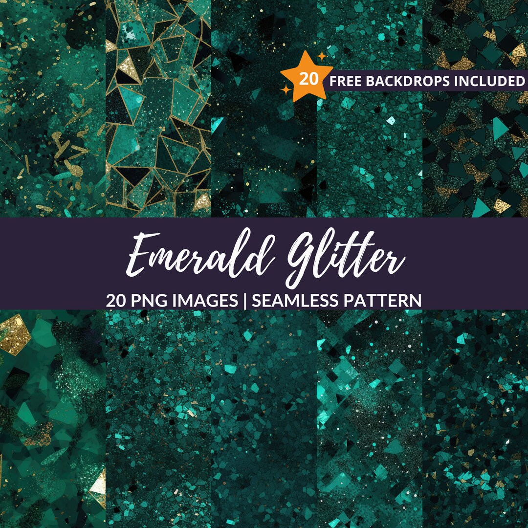 Emerald Glitter Seamless Pattern - 20 Green Glitter Textures Digital ...