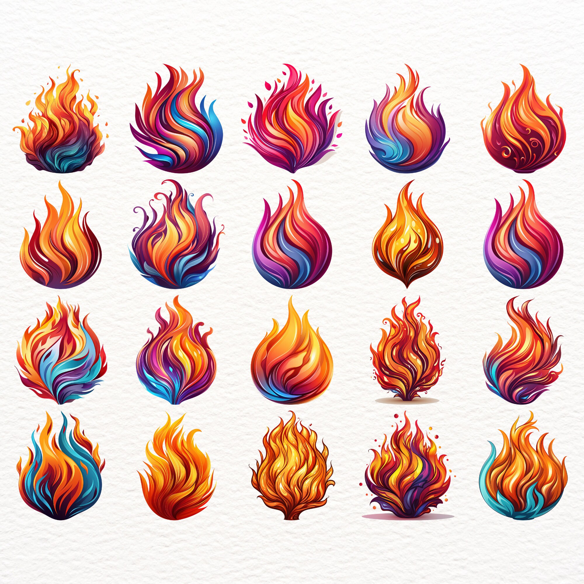 Fiery Flame Clipart Bundle 20 Blazing Fire PNG Images for Digital ...