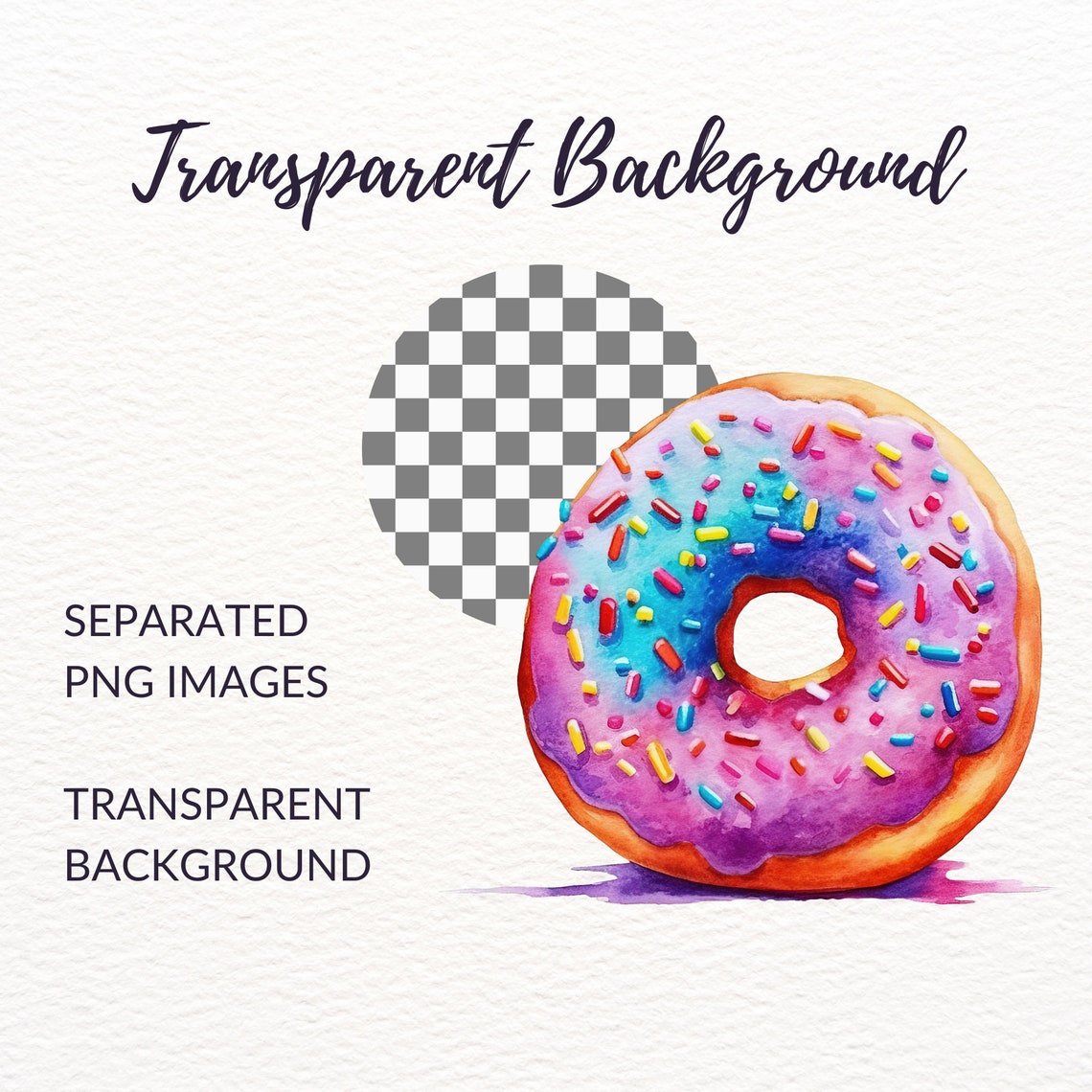 Watercolor Donut Clipart Bundle 20 Party Dessert PNG Graphics, Instant ...