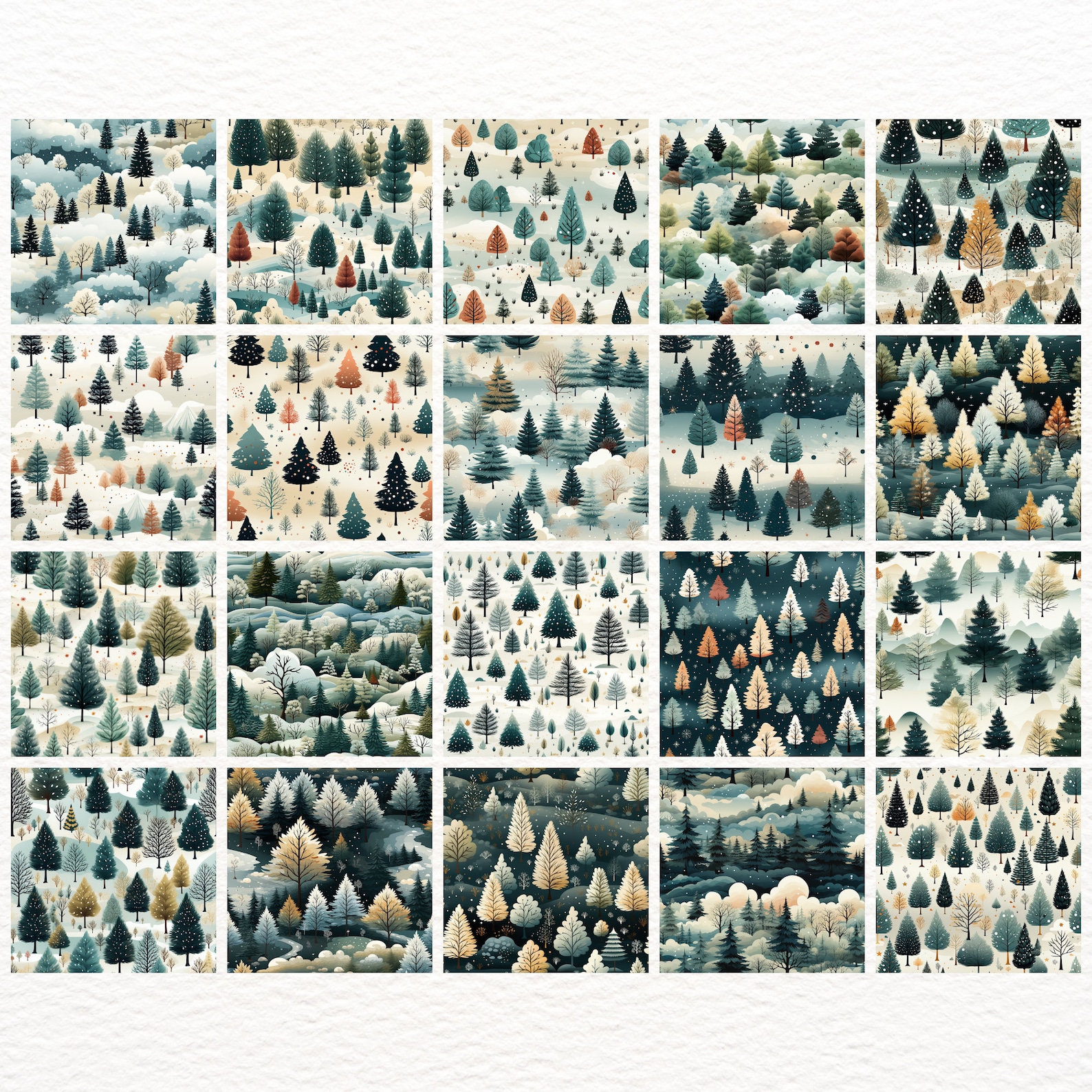 Winter Pine Tree Seamless Pattern - 20 Festive Christmas Tree ...