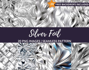 Nude and Silver Digital Paper, Silver Foil and Beige Tan Pattern ...