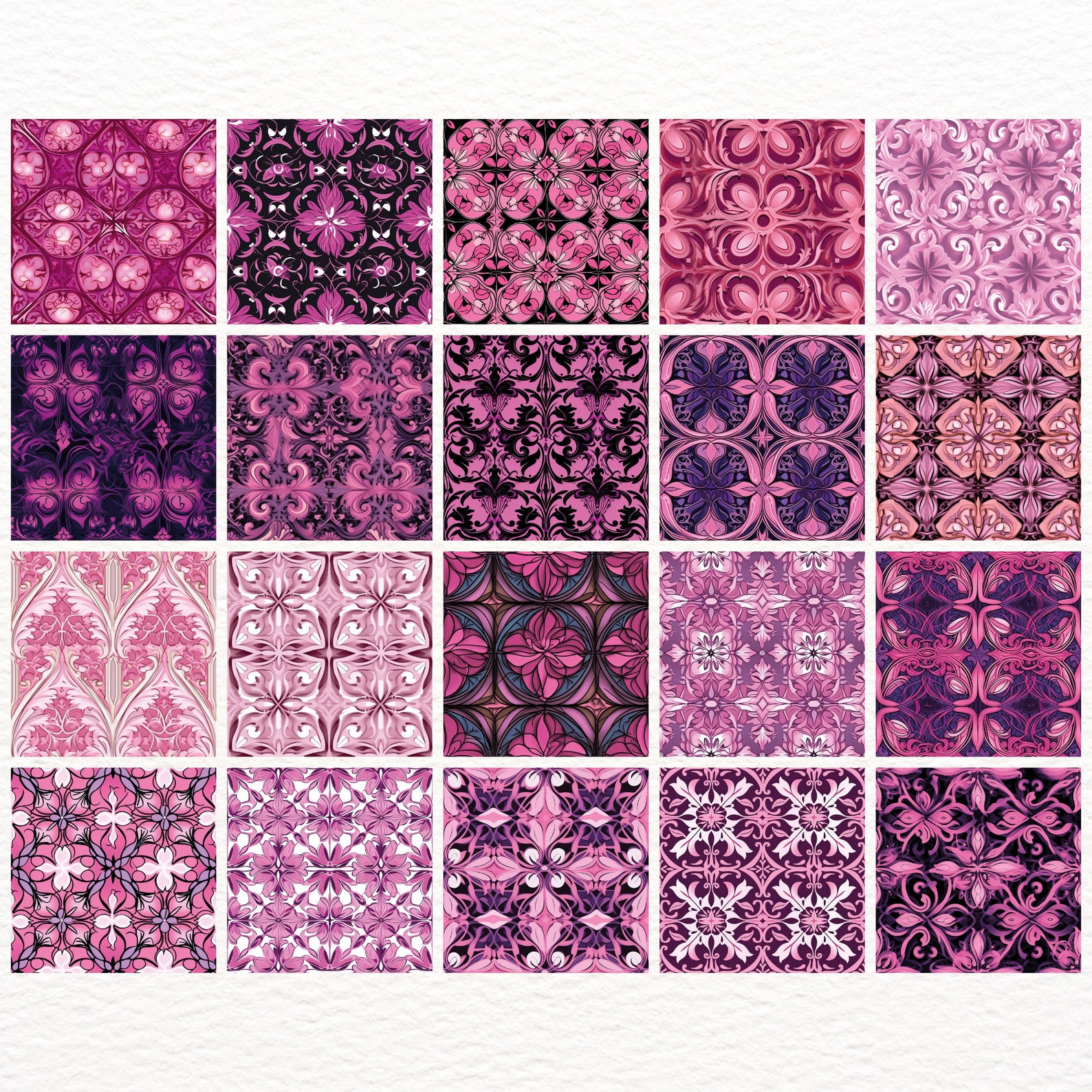 Pink Gothic Seamless Pattern - 20 Digital Paper Backgrounds for ...