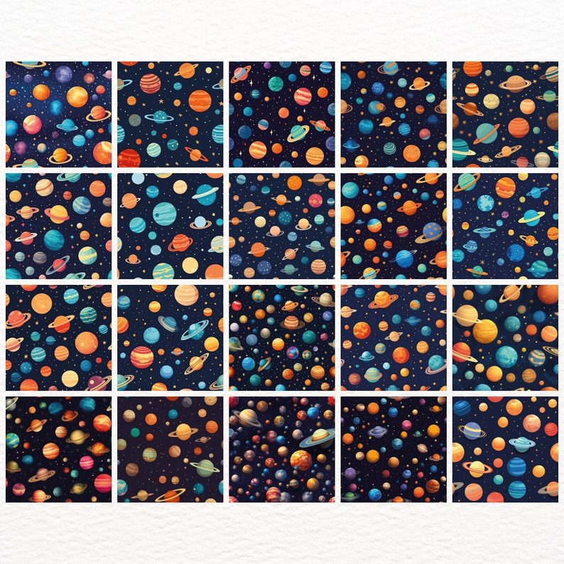 Space Planet Seamless Pattern - 20 Digital Galaxy Paper Backgrounds for ...