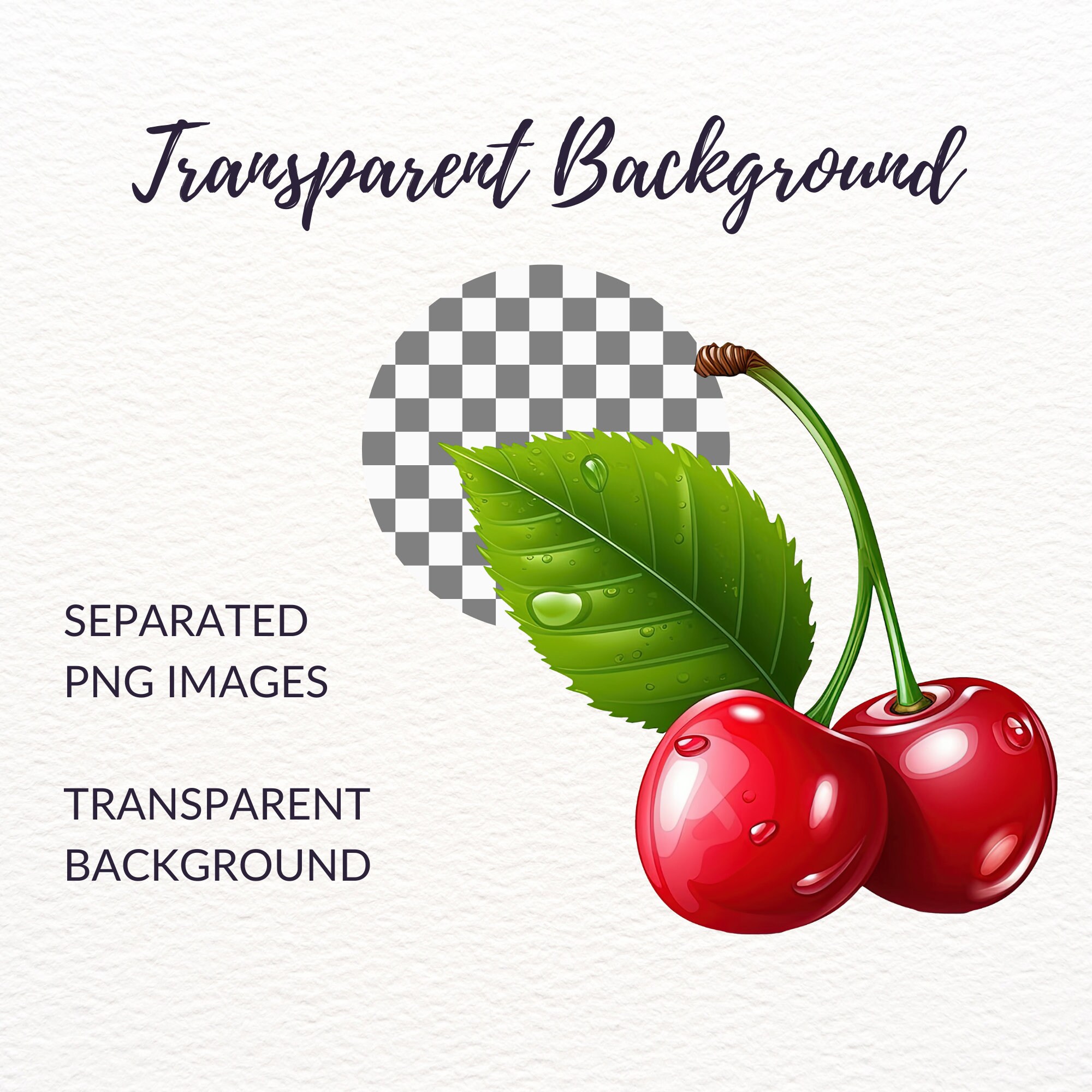 Cherry Clipart Bundle - 20 Fruit PNG Images, Sweet Red Cherry Graphics ...