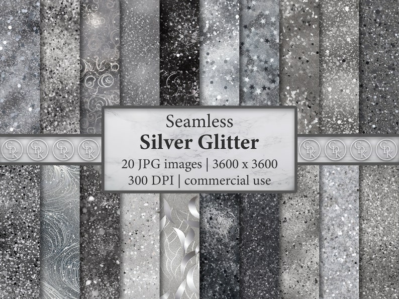 Silver Glitter Digital Paper Seamless Patterns 20 JPG - Etsy