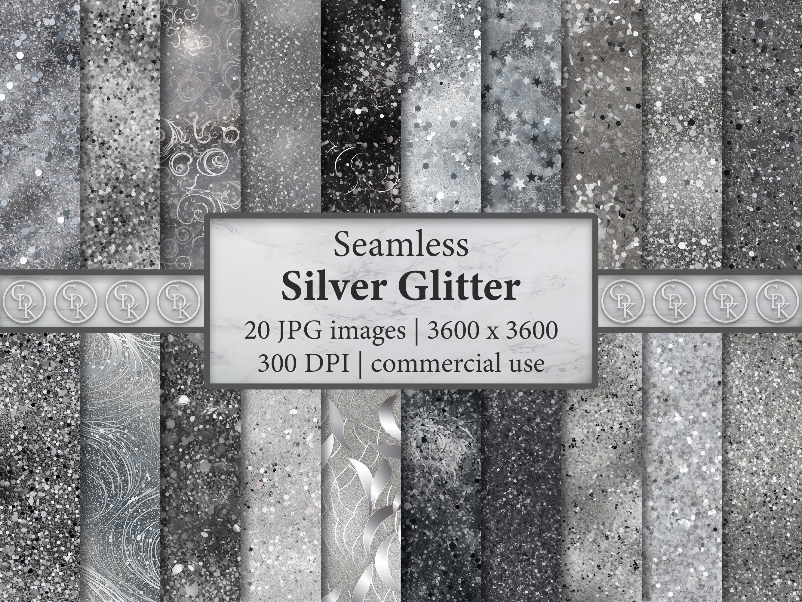 Silver Glitter Digital Paper Seamless Patterns 20 JPG - Etsy