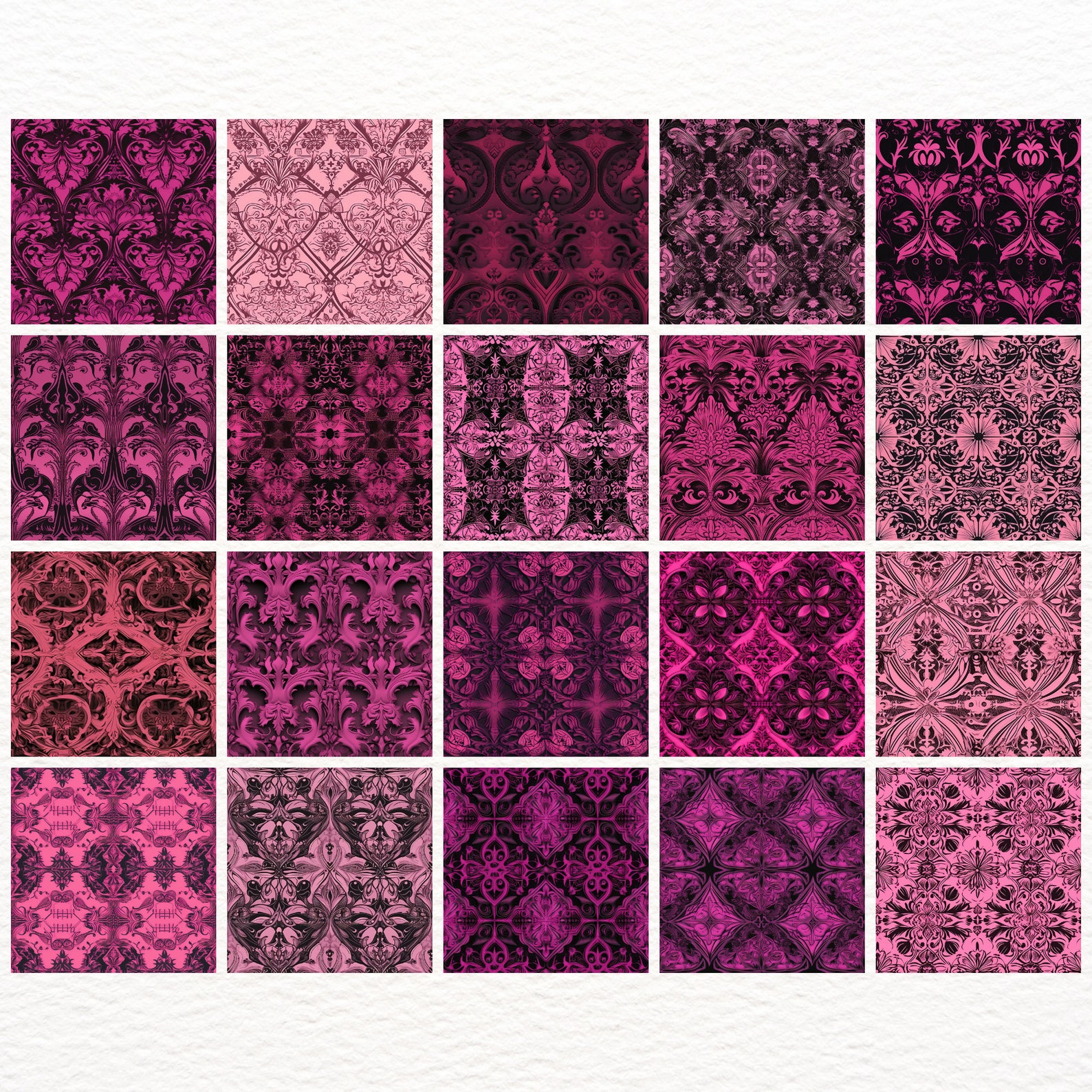 Pink Gothic Seamless Pattern - 20 Printable Pink Textures, Instant ...
