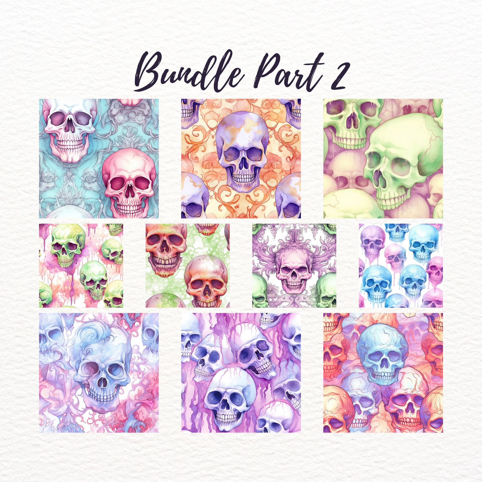 Halloween Pastel Skull Seamless Pattern - 20 Gothic Pastelloween ...