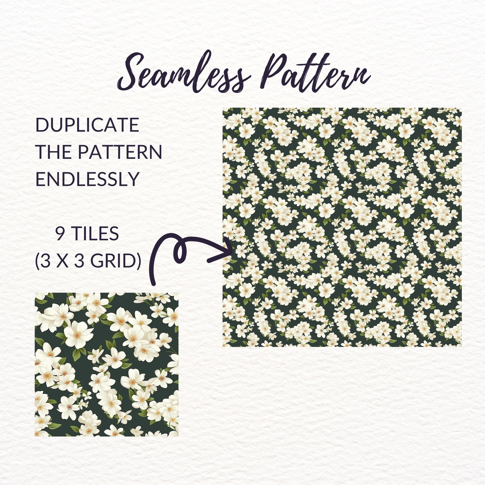 White Flower Seamless Pattern - 20 Watercolor Floral Digital Paper for ...