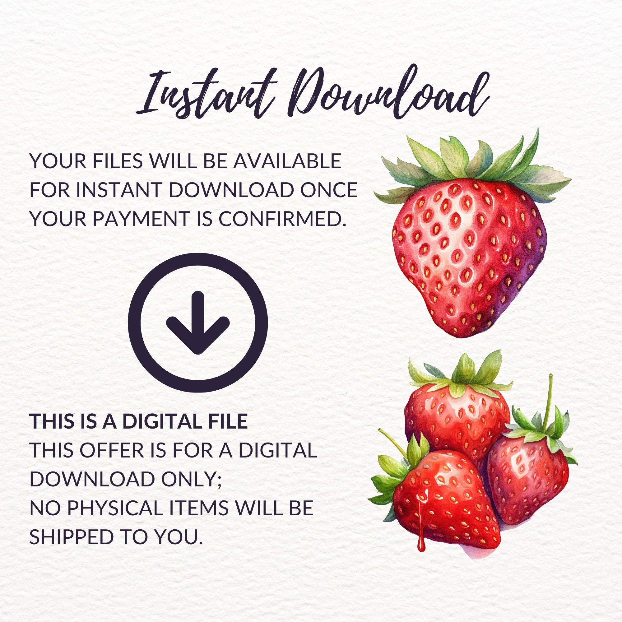 Watercolor Strawberry Clipart Bundle 20 Sweet Berries PNG, Instant ...