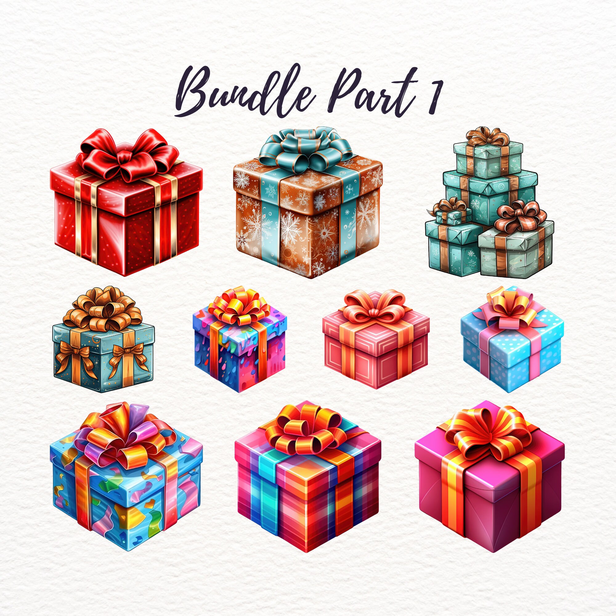 Christmas Gift Clipart Bundle 20 Festive Holiday Present PNG - Etsy