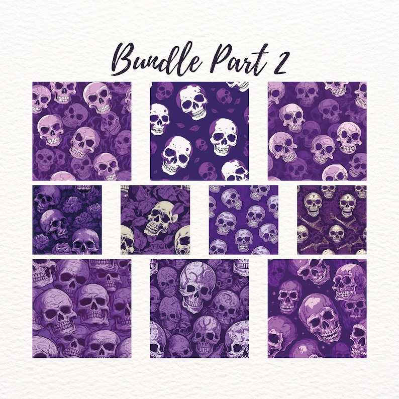 Purple Skull Seamless Pattern - 20 Gothic Skull Digital Paper ...