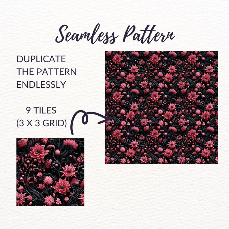 Pink Flower Seamless Pattern - 20 PNG Digital Paper for Scrapbooking ...