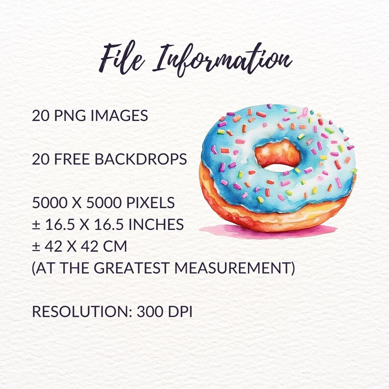 Watercolor Donut Clipart Bundle 20 Party Dessert PNG Graphics, Instant ...