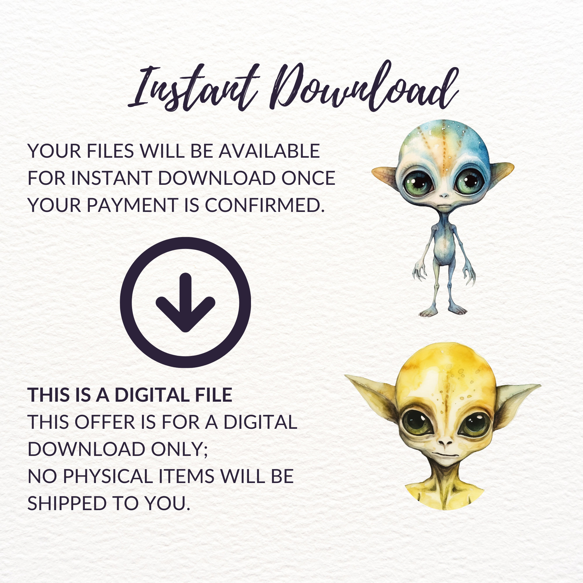 Watercolor Alien Clipart Bundle 20 Cute Extraterrestrial Friends ...